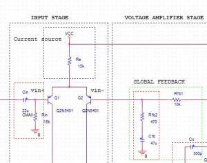 Basic schematic of three stage power amplifier - YouSpice
