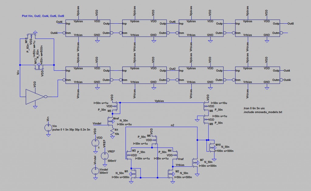 8 stage Voltage-Controlled Delay Line - YouSpice