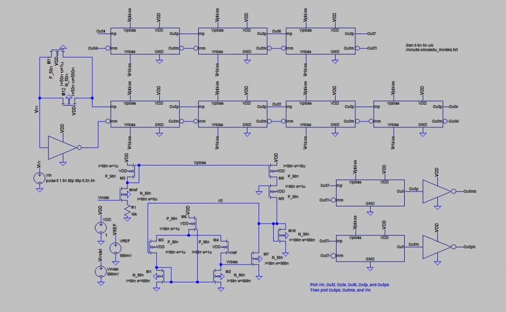 VCDL without distortion into the outputs - YouSpice