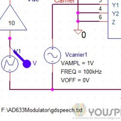 DSBFC and DSBSC AM modulation with the IC AD633 - YouSpice