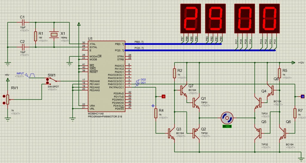 PWM Motor Controller with Motorola MC68HC11A8 - YouSpice