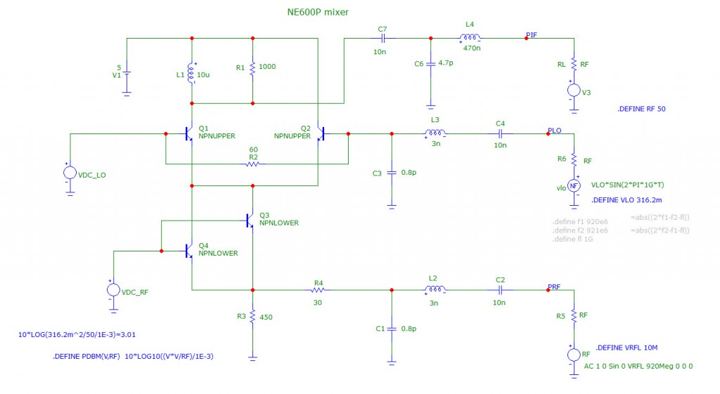 SPICE Simulation of NE600P Mixer Circuit - YouSpice